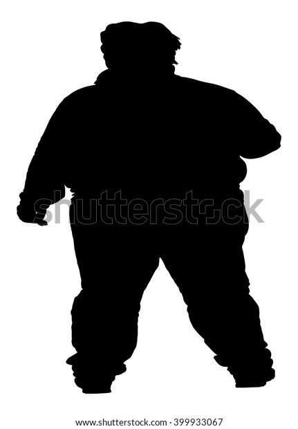 Fat Man Vector Silhouette Isolated On: เวกเตอร์สต็อก (ปลอดค่าลิขสิทธิ์ ...