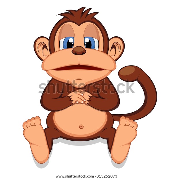 Fat Monkey Sitting Cartoon Stock Vector (Royalty Free) 313252073