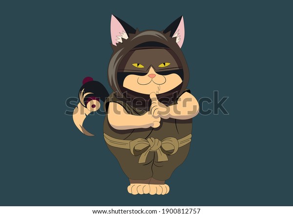 Fat Ninja Cat Secret Papyrus Tail Stock Vector (Royalty Free ...
