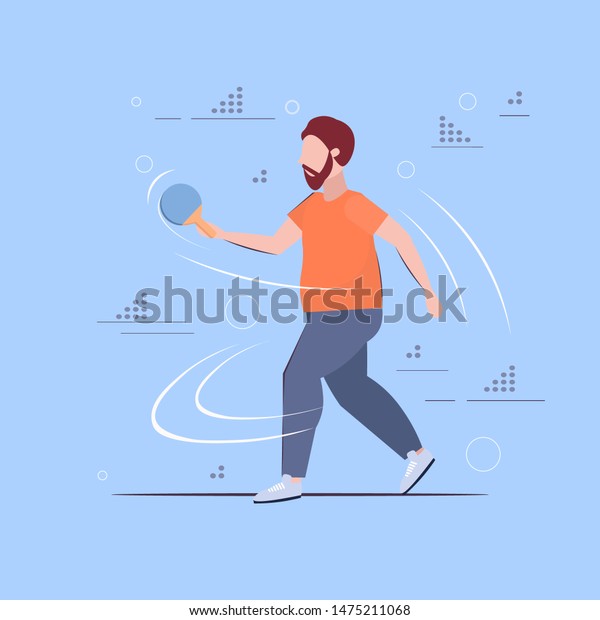 Fat Obese Guy Holding Racket Overweight Stock Vector (Royalty Free ...