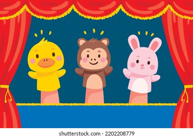 Fat Puppet Show Background Illustrated Stock Vector (Royalty Free ...