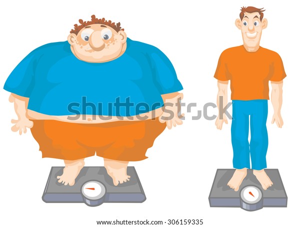 Fat Slim Cartoon Men Stock Vector (Royalty Free) 306159335