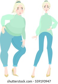 Fat Slim Girl Vector Stock Vector (Royalty Free) 559193947
