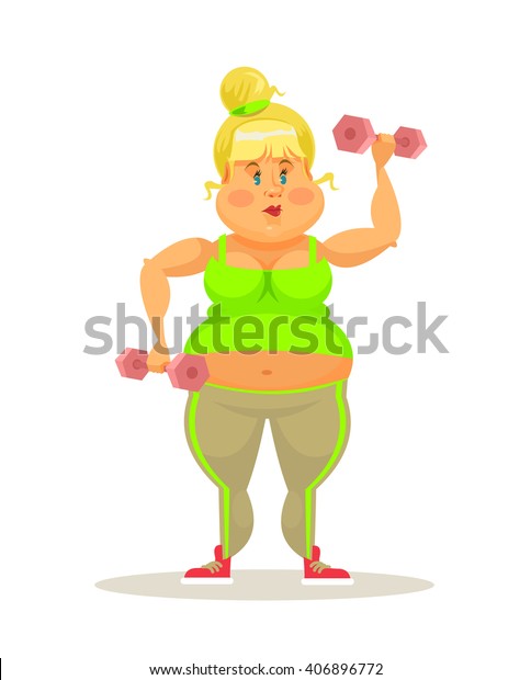 Fat Women Exercising Vector Flat Cartoon Stock Vector (Royalty Free ...