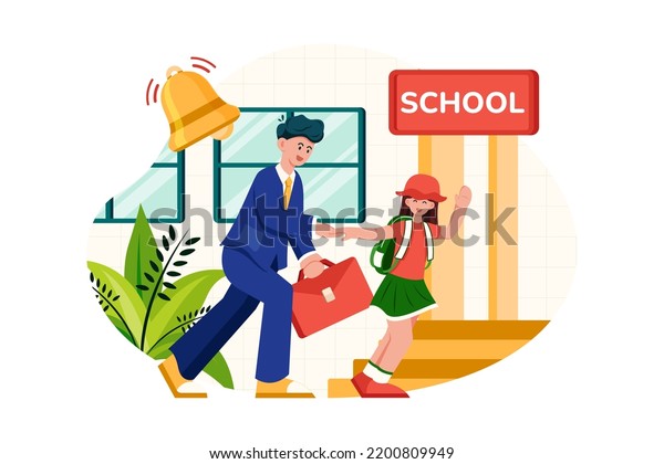Father Dropping Off Daughter School Stock Vector (Royalty Free ...