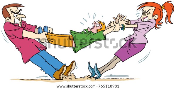 Father Mother Fighting Have Their Son Stock Vector (Royalty Free) 765118981