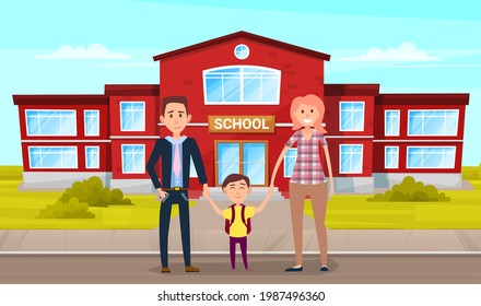 457 Boy going school father illustration Images, Stock Photos & Vectors ...