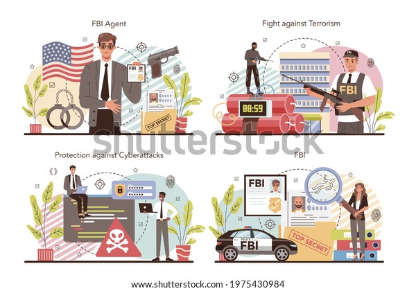 Fbi Agent Concept Set Police Officer Stock Vector (Royalty Free ...