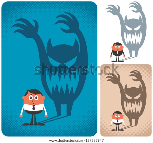 Fear Man Haunted By His Shadow Stock Vector (Royalty Free) 127353947 ...