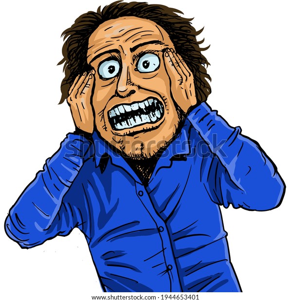 Fear Man Reaction Closed His Ears Stock Vector (Royalty Free ...