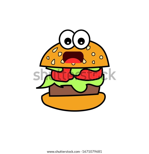 Fearful Cartoon Hamburger Vector Illustration Stock Vector (Royalty ...