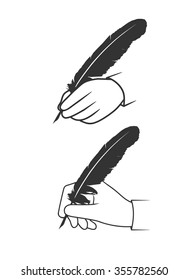 Feather Hand On White Background Stock Vector (Royalty Free) 355782560 ...