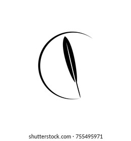 Vektor Stok Feather Pen Write Sign Logo (Tanpa Royalti) 588606905 ...