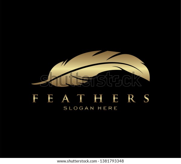 Feather Logo Design Template Gold Color 库存矢量图（免版税）1381793348 | Shutterstock