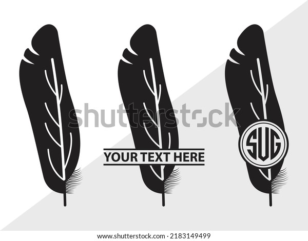 Feather Monogram Svg Printable Vector Illustration Stok Vektör ...
