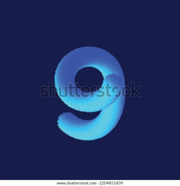 Feathered Letter 9 Font Vector Easy Stock Vector (Royalty Free ...
