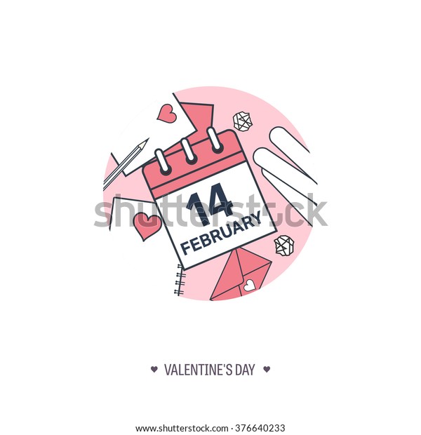 February 14 Calendar Icon Valentines Day Stock Vector (Royalty Free ...