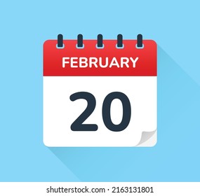 February 20 Date On Calendar Vector Stock Vector (Royalty Free ...
