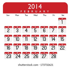 February 2014 Calendar Vector Stock Vector (Royalty Free) 173732621 ...