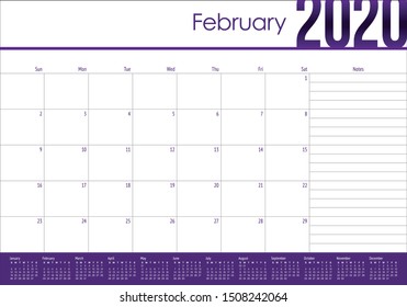 February 2020 Desk Calendar Vector Illustration Stock Vector (Royalty ...