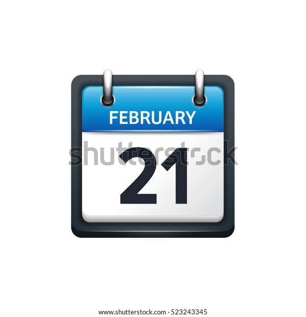 February 21 Calendar Iconvector Illustrationflat Stylemonth Stock ...