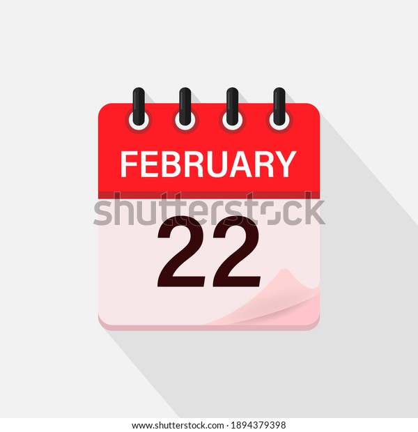 February 22 Calendar Icon Shadow Day Stock Vector (Royalty Free ...