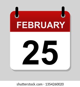 February 25 Calendar Icon Vector Illustration Stock Vector (Royalty ...