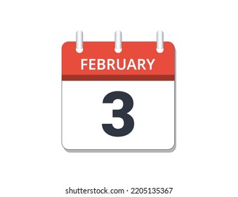 February 3rd Calendar Icon Vector Concept Stock Vector (Royalty Free ...