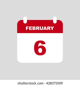 February 6 Calendar Icon Stock Vector (Royalty Free) 428375509 ...