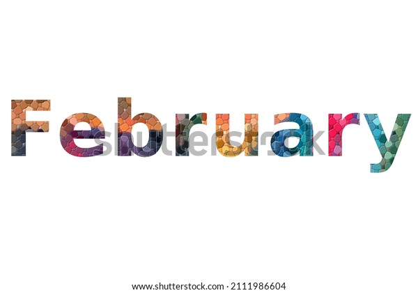 February Colorful Typography Text Banner Vector Stock Vector (Royalty ...