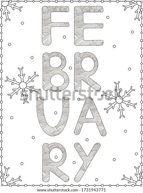 February Coloring Page Vector Illustration Stock Vector (Royalty Free ...