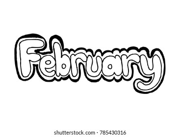 February Hand Lettering Stock Vector (Royalty Free) 785430316 ...
