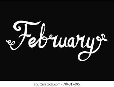 February Hand Lettering Calligraphy Stock Vector (Royalty Free ...