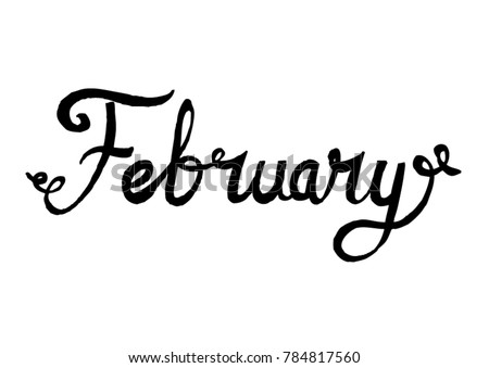 February Hand Lettering Calligraphy Stock Vector (Royalty Free ...