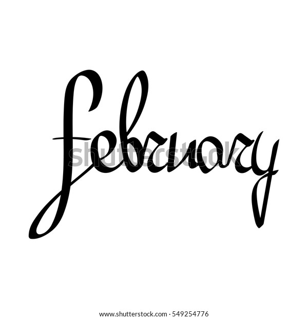 February Isolated Calligraphy Lettering Word Design Stock Vector ...