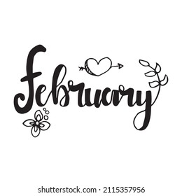 February Lettering On White Background February Stock Vector (Royalty ...