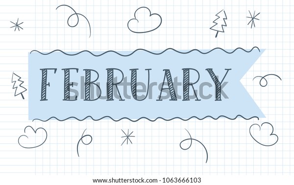 February Month Banner Journal Vector Illustration Stock Vector (Royalty ...