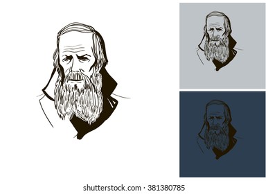 Fedor M Dostoevsky Sketch Vector Portrait: vector de stock (libre de ...