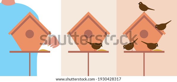 Feeding Birds Food Flat Vector Stock Stock Vector (Royalty Free ...
