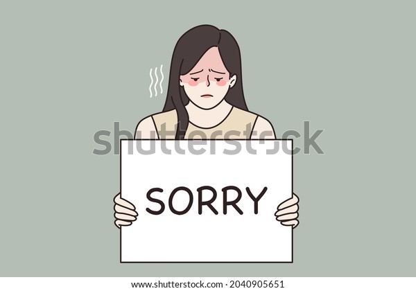 Feeling Sorry Guilt Concept Young Sad Stock Vector (Royalty Free ...