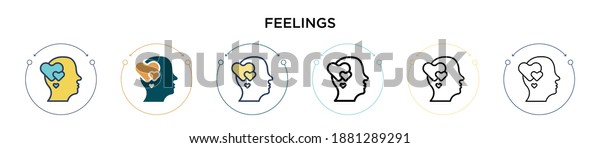 Feelings Icon Filled Thin Line Outline Stock Vector (Royalty Free ...
