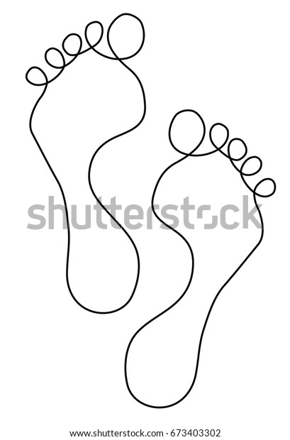 Feet One Line Drawing Stock Vector (Royalty Free) 673403302 | Shutterstock