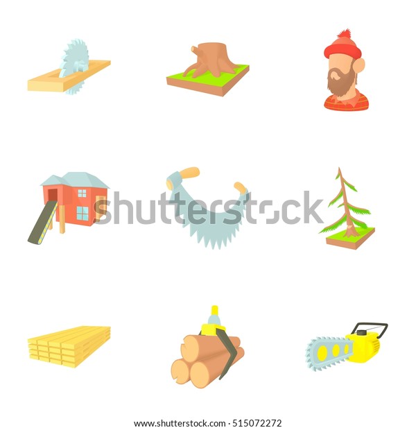 Felling Icons Set Cartoon Illustration 9 Stock Vector (Royalty Free ...