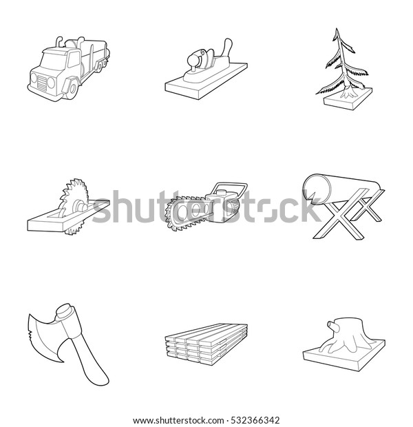 Felling Icons Set Outline Illustration 9 Stock Vector (Royalty Free ...