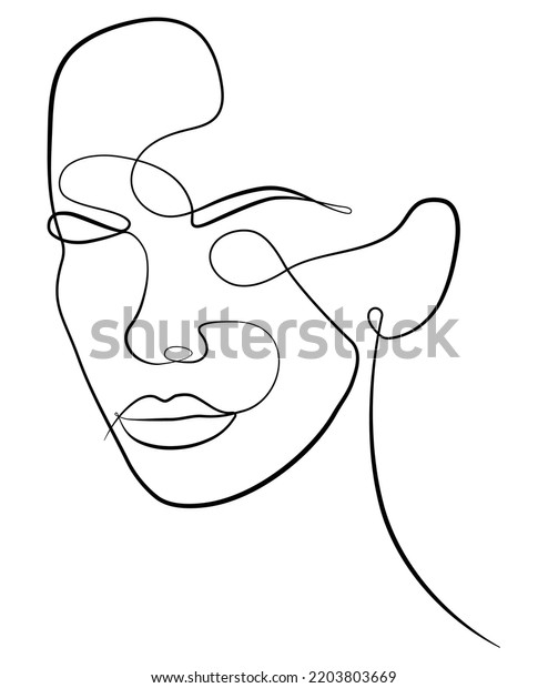 Female Abstract Face Portrait Drawing Female Stock Vector (Royalty Free ...