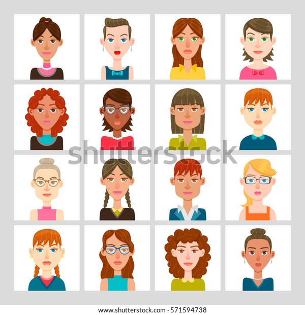 Female Avatar Set Vector Illustration Hair Stock Vector (Royalty Free ...