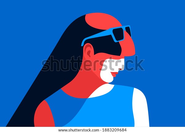 Female Avatar Side View Young Woman Stock Vector (Royalty Free ...