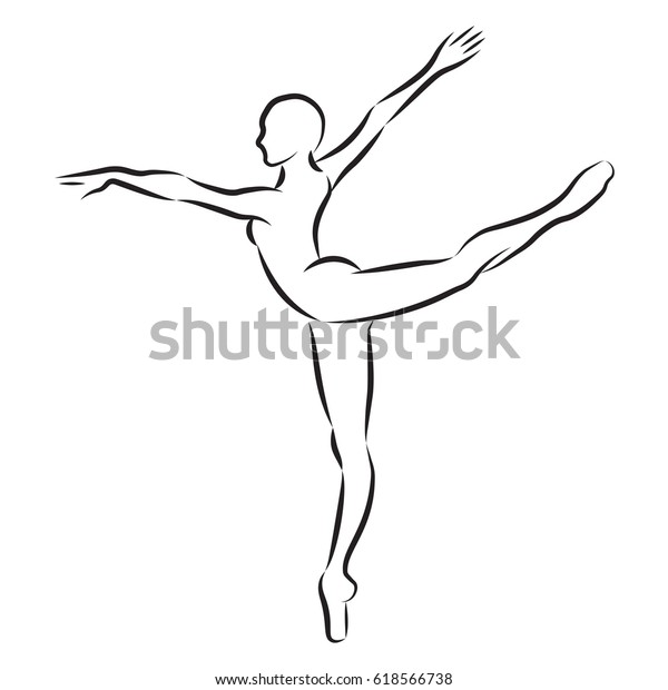 Female Ballet Dancer Hand Drawn Outline Stock Vector (Royalty Free ...