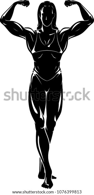 Female Body Shape Flexing Shadow Stock Vector (Royalty Free) 1076399813