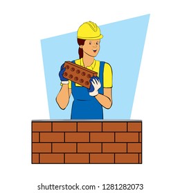 Child Bricklayer Vector Illustration Stock Vector (Royalty Free ...